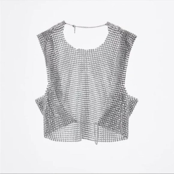 Zara | Tops | Zara Open Back Rhinestone Top | Poshmark